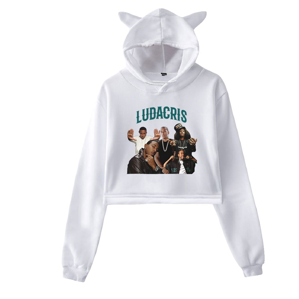 ludacris Rapper Hoodie Sweatshirts Crop top Printing for Girls Cat Ear ...