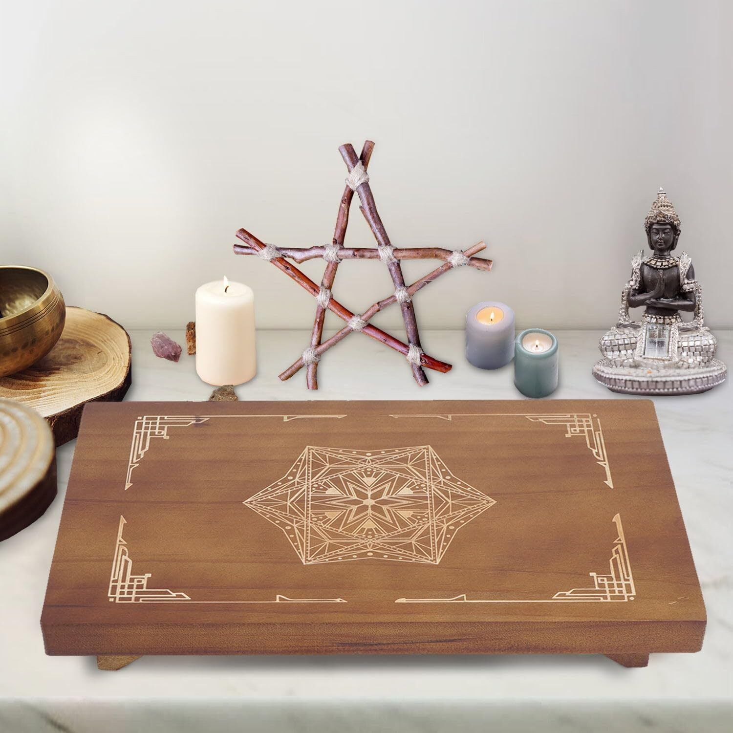 lukar Altar Table,Small Meditation Table,Wiccan Table Buddhist Brown ...