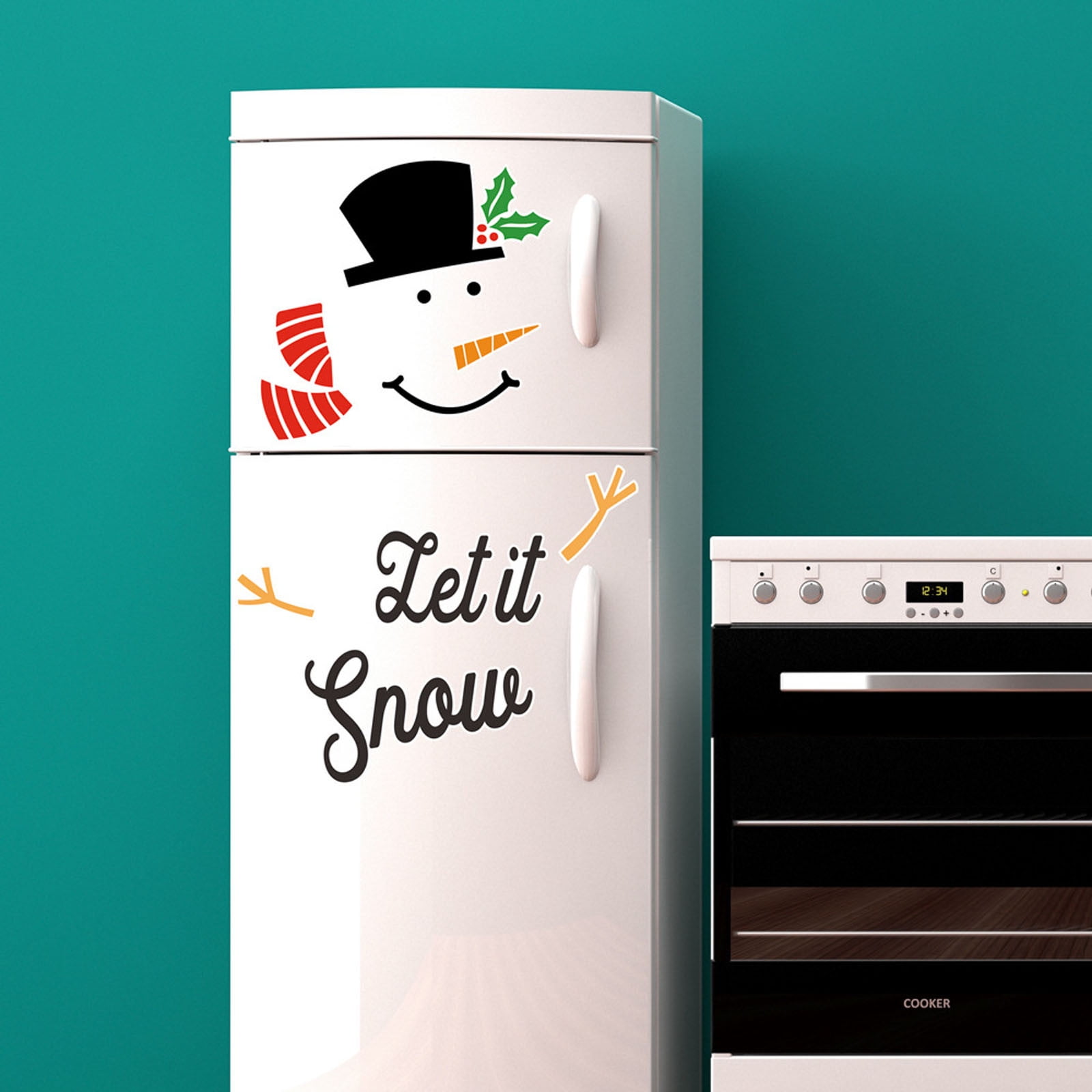 lulshou Christmas Snowman Expression Magnetic Refrigerator Sticker ...