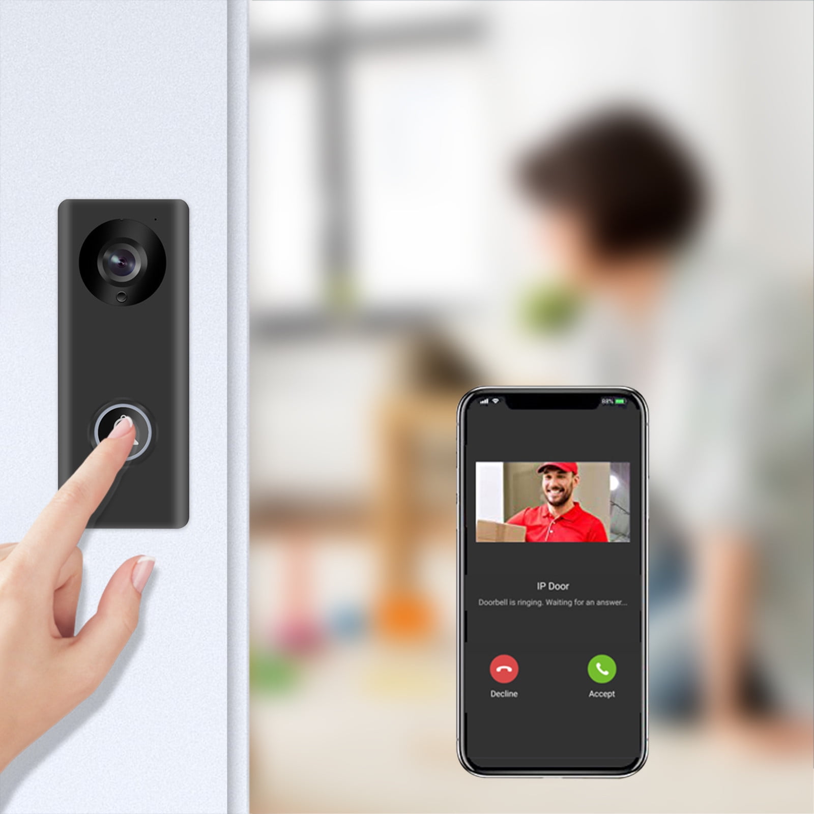 lulshou Door Bell 1080P Infrared High-definition Night Vision 2.4GHz ...