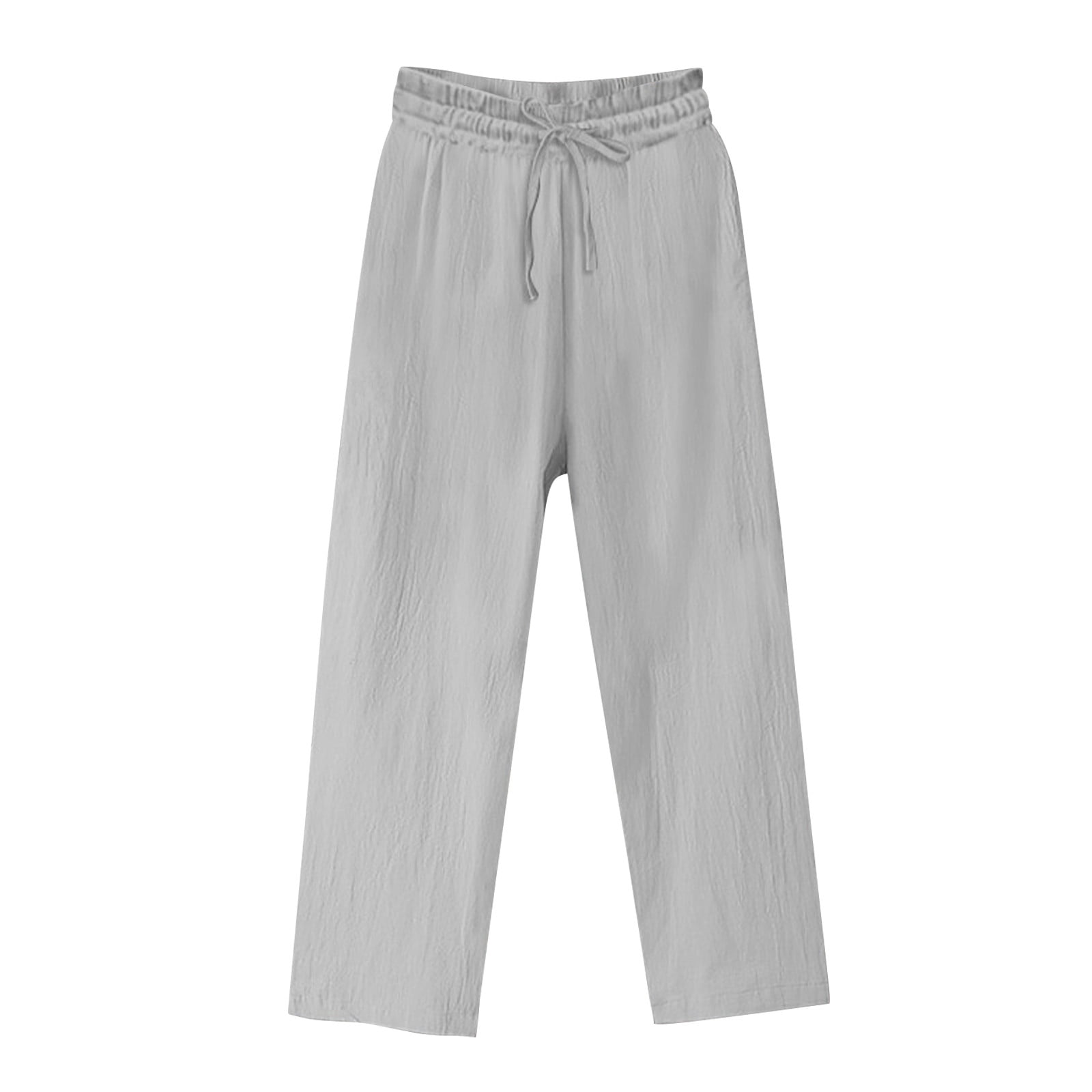 lulshou Linen Pants Women Casual Cotton Linen Straight Leg Pants Full ...