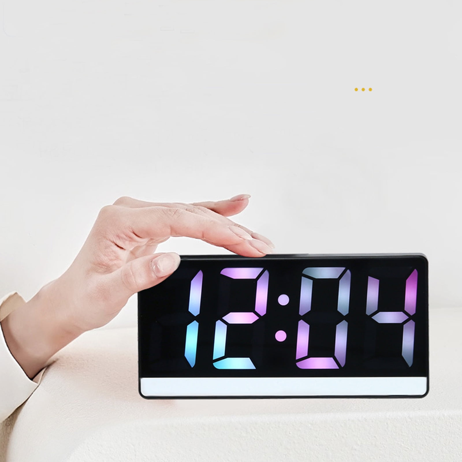 lulshou Luminous Mirror Electronic Clock Digital Alarm Table Silent ...