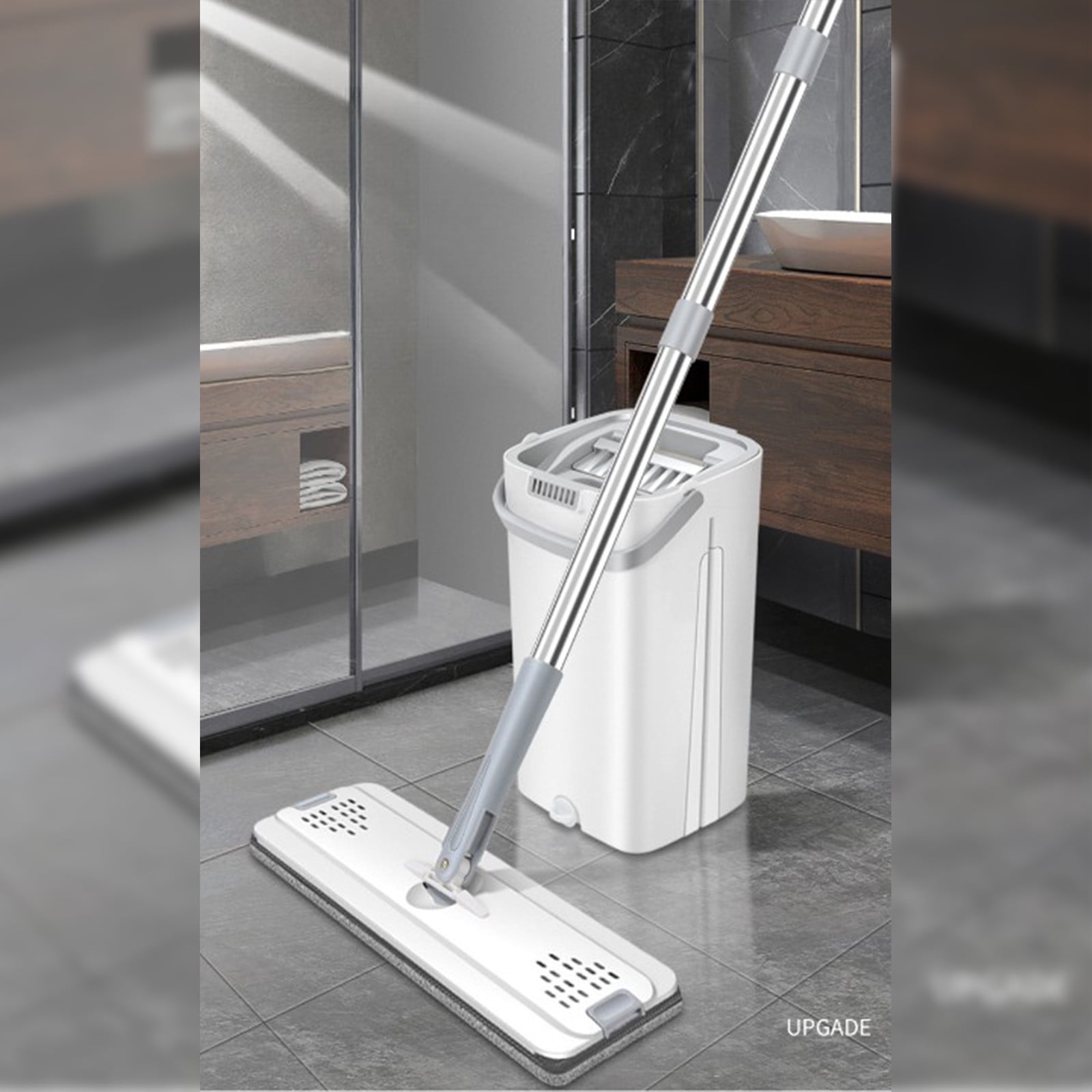 lulshou Mop and Bucket with Wringer Set Hands Free Flat Floor Mop and ...