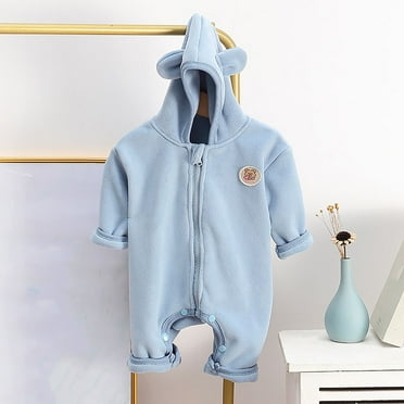 Baby Boys Girls Snowsuit Winter Hooded Fleece Jumpsuit Newborn Warm Footed Coat Outerwear with ...