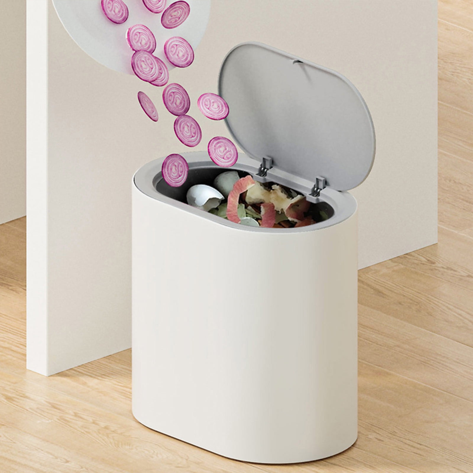 lulshou Toilet Push-open Lid Plastic Trash Can Household Toilet Trash ...