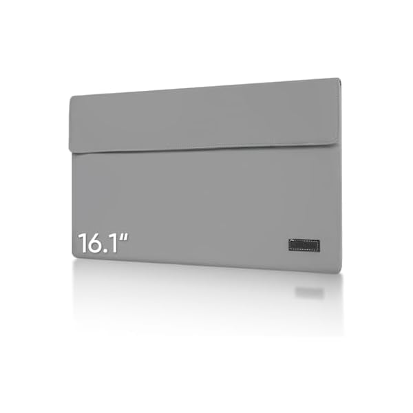 lulufa 16.1" Portable Monitor Sleeve Bag, PU Leather Case for Travel ...