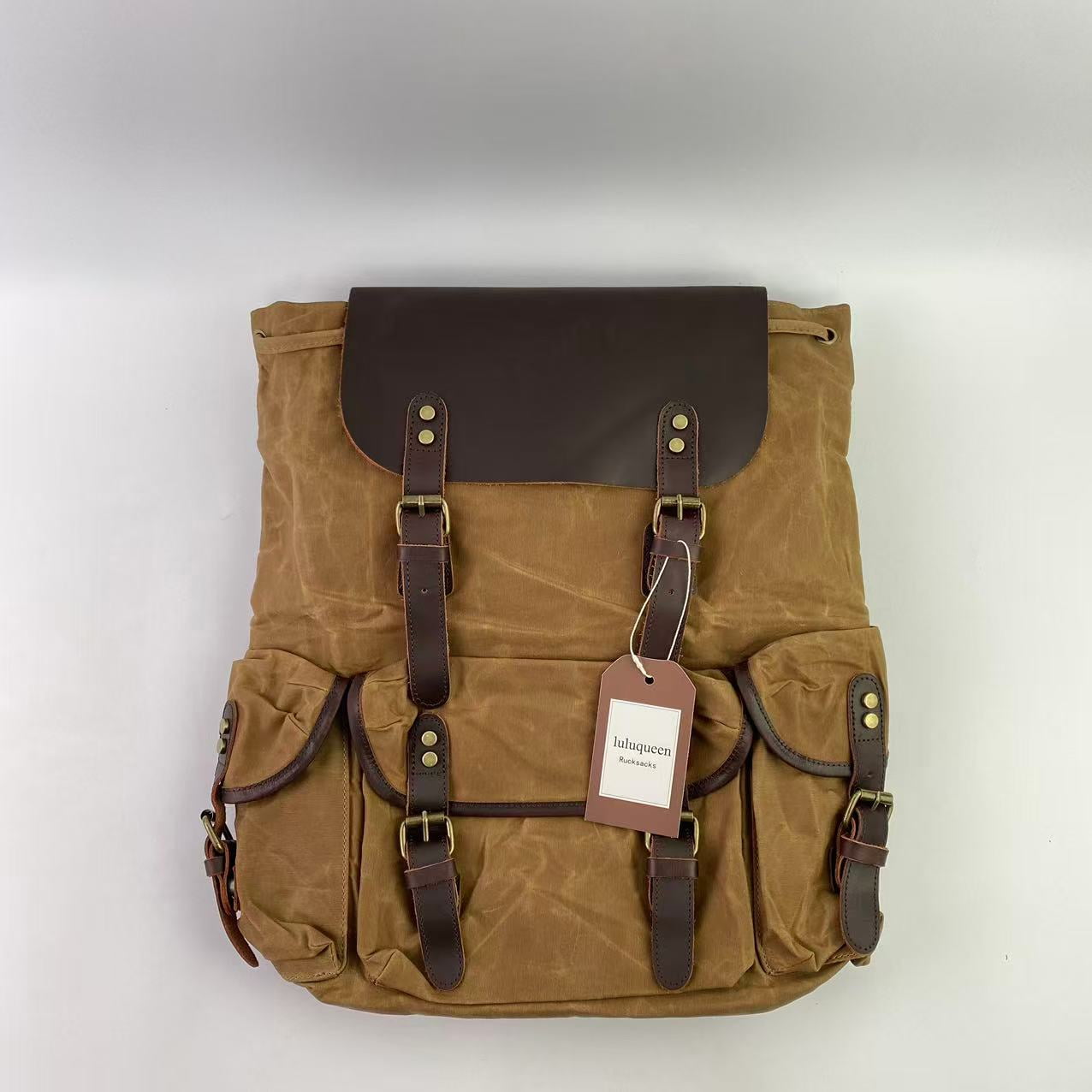 luluqueen Rucksacks,Backpack for Men, Waxed Canvas Shoulder Rucksack ...
