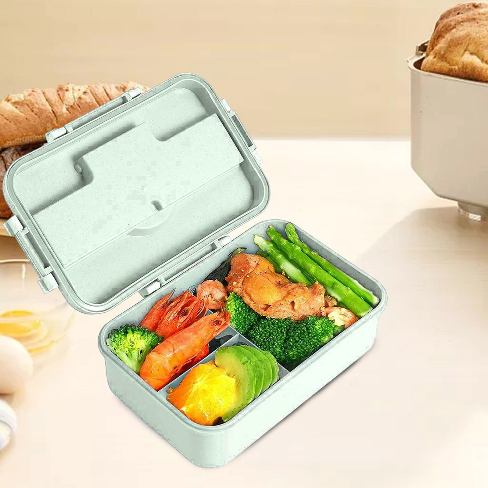 lunch box Bento Box For Kids Adults Lunch Box With 3 Compartment Wheat ...