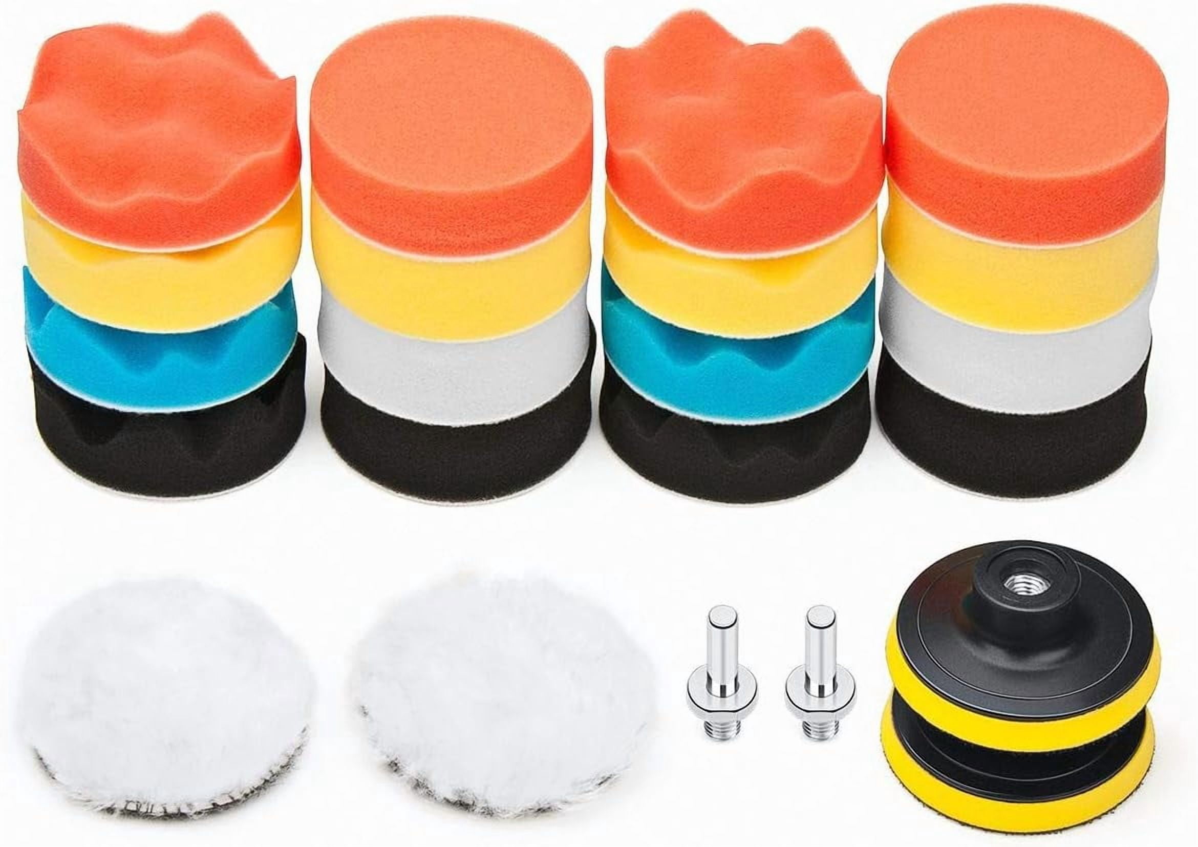 22 PCS Car Foam Drill Polisher Kit, 16 Detailing Sponges, 2 Wool Pads ...