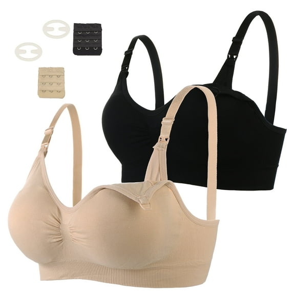 Einccm Women's Wireless Seamless Bralette 2-Pack, Soft Stretchy Nylon ...