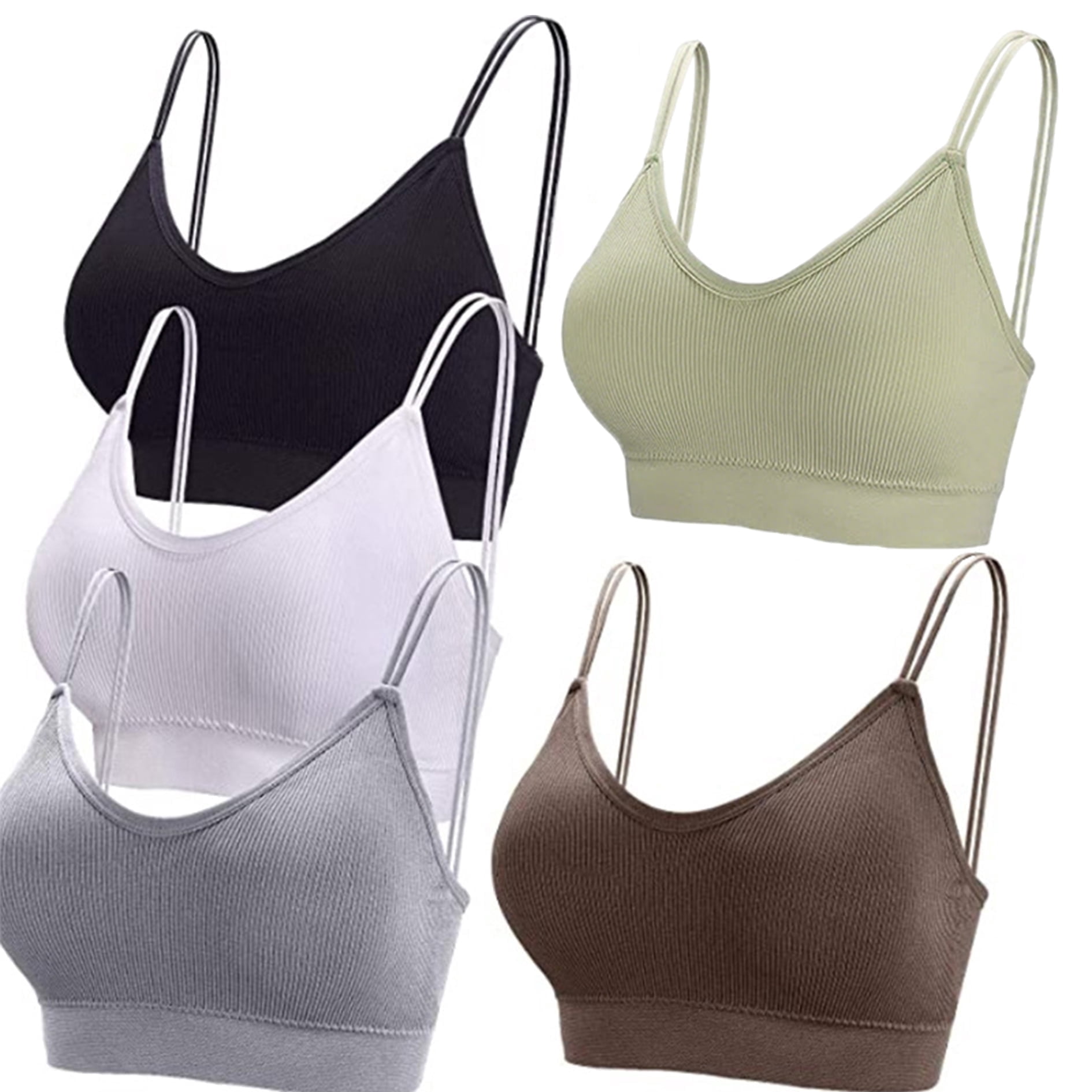 luopital 5Pcs Cami Bras V Neck Bralettes for Women Padded Bralette with ...