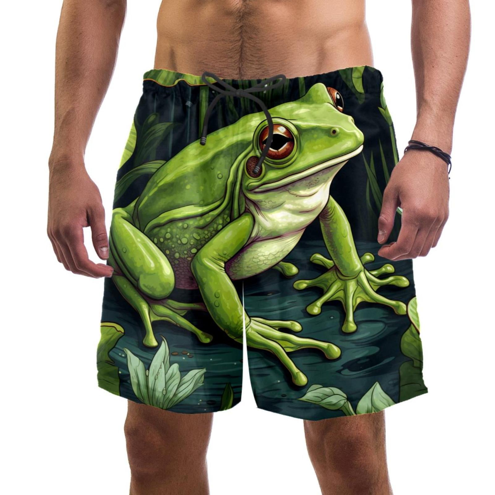 luoweisi Men's Beach Shorts Quick Dry Swim Trunks with Mesh Lining Frog ...
