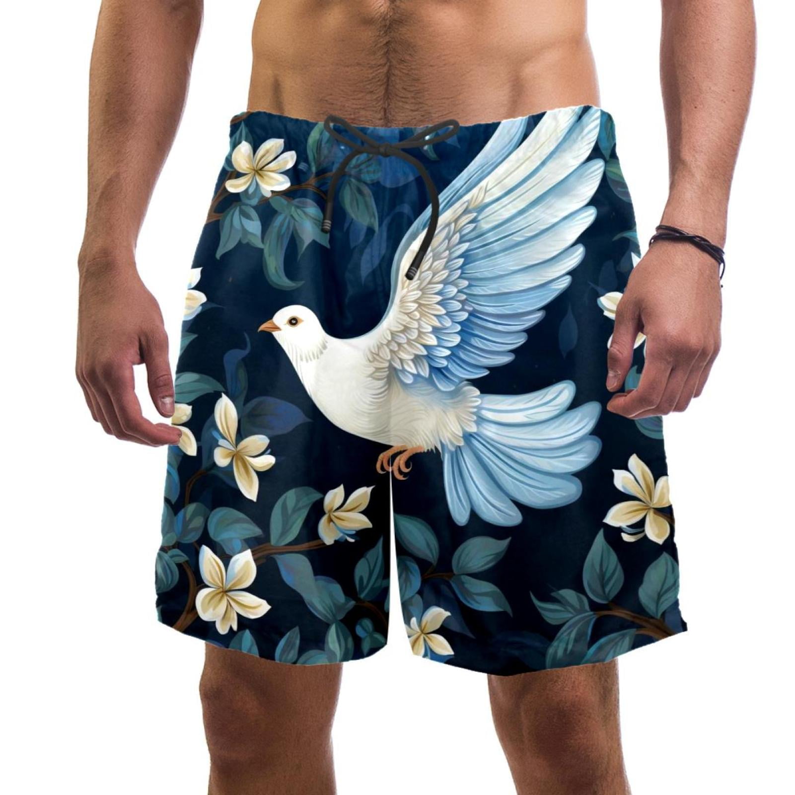 luoweisi Men's Beach Shorts Quick Dry Swim Trunks with Mesh Lining Peace Dove M - Walmart.com