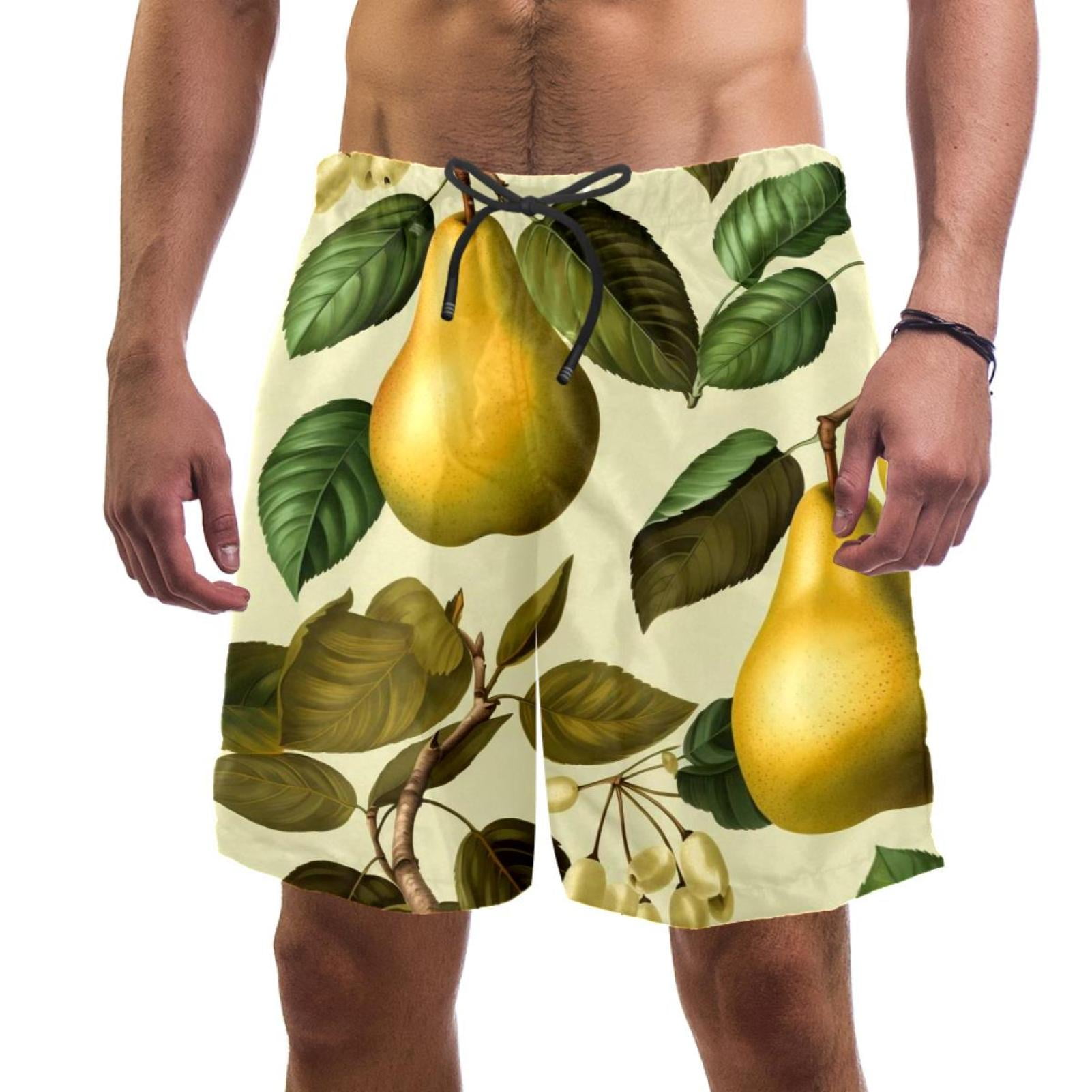 luoweisi Men's Beach Shorts Quick Dry Swim Trunks with Mesh Lining Pear ...