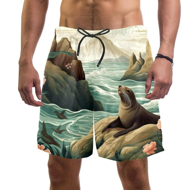 luoweisi Men's Beach Shorts Quick Dry Swim Trunks with Mesh Lining Sea ...