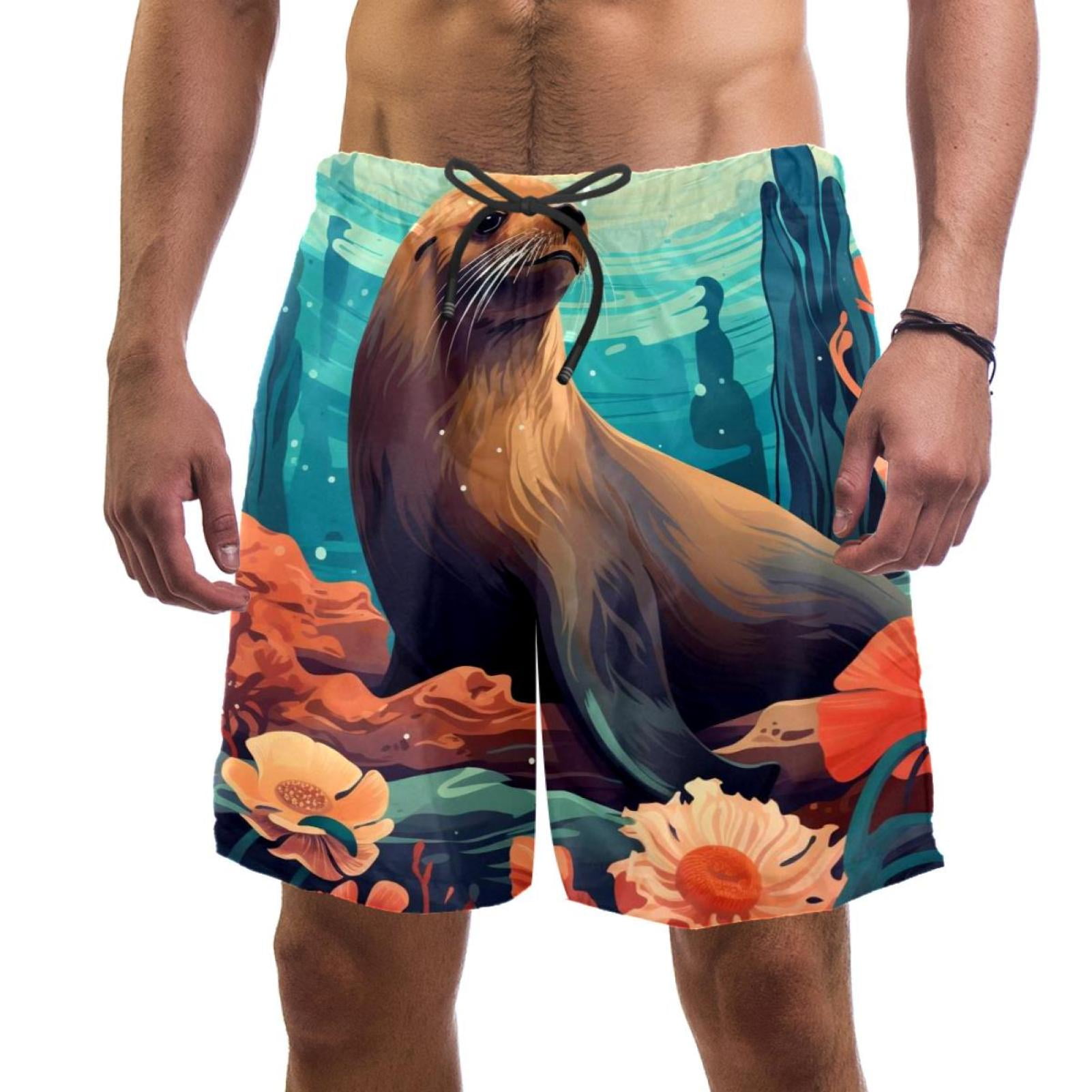 luoweisi Men's Beach Shorts Quick Dry Swim Trunks with Mesh Lining Sea ...