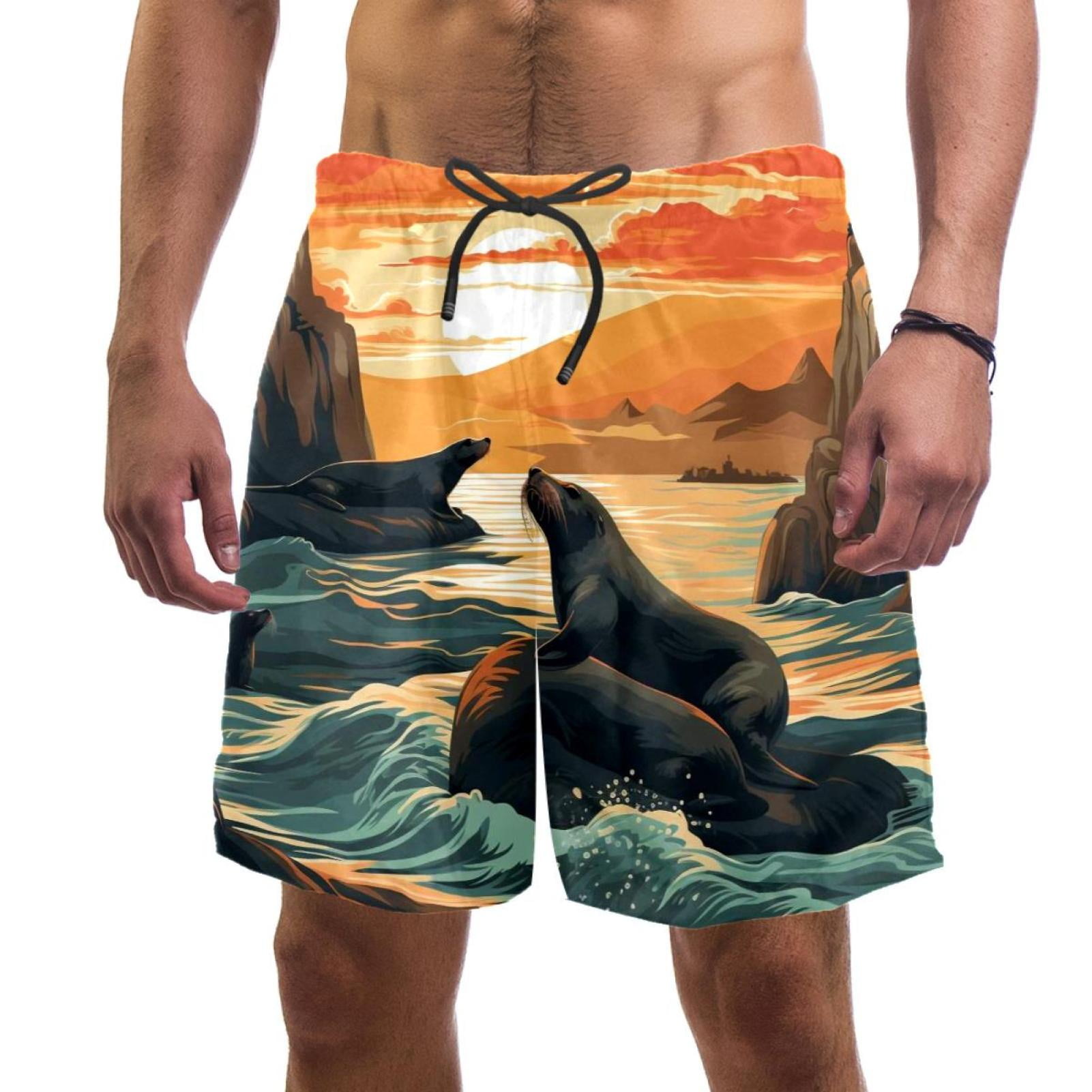 luoweisi Men's Beach Shorts Quick Dry Swim Trunks with Mesh Lining Sea ...