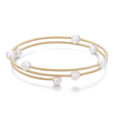 PAVOI 14K Gold Plated Dainty Bracelet with Tiny Real Freshwater ...