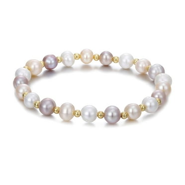 PAVOI 14K Gold Plated Dainty Bracelet with Tiny Real Freshwater ...