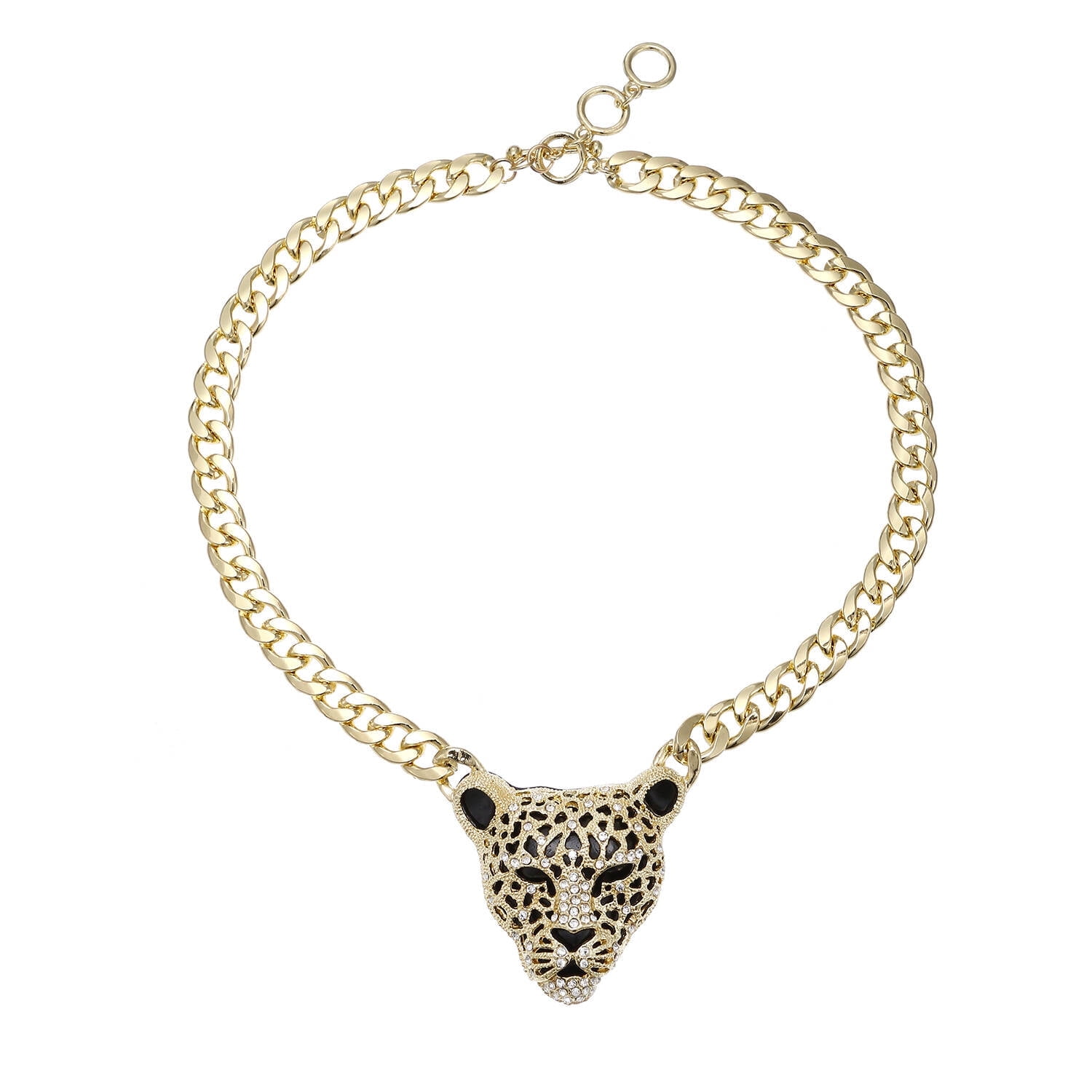 lureme Gold Lion Head Pendant Necklace, Leopard Tiger Bull Necklace ...