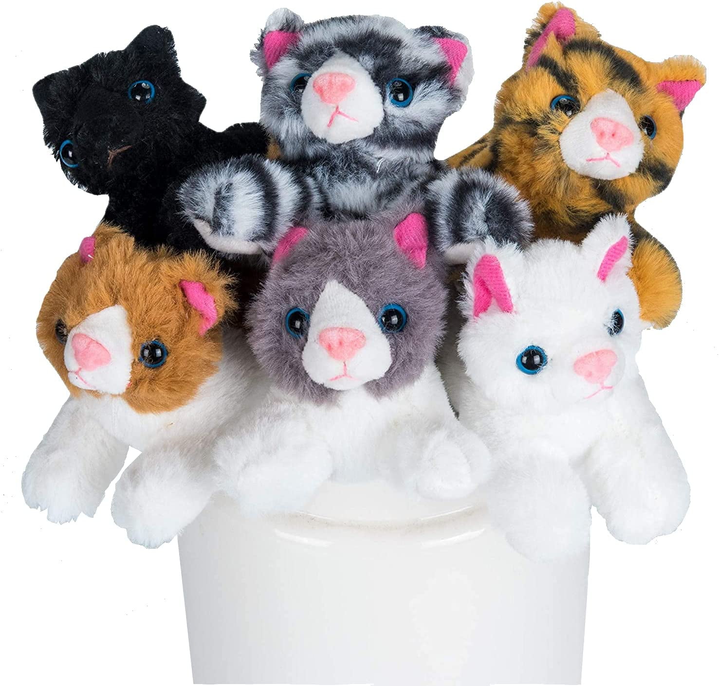 Lush Toy Cat Set - 6pc Bright, Vibrant-Stuffed Toys for Toddlers & Kids ...