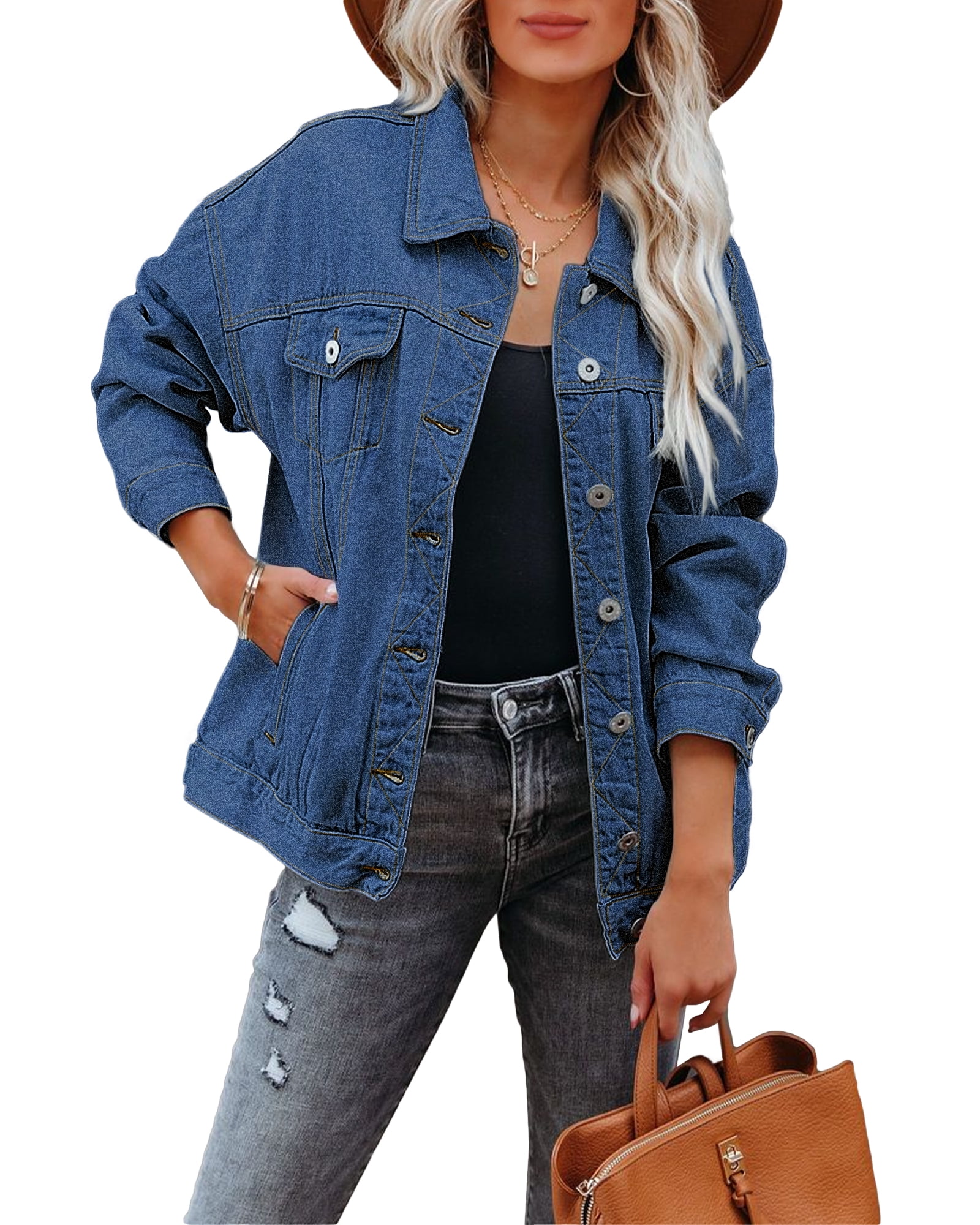 luvamia Denim Jackets for Women Fashion Oversized Button Down Oversized ...