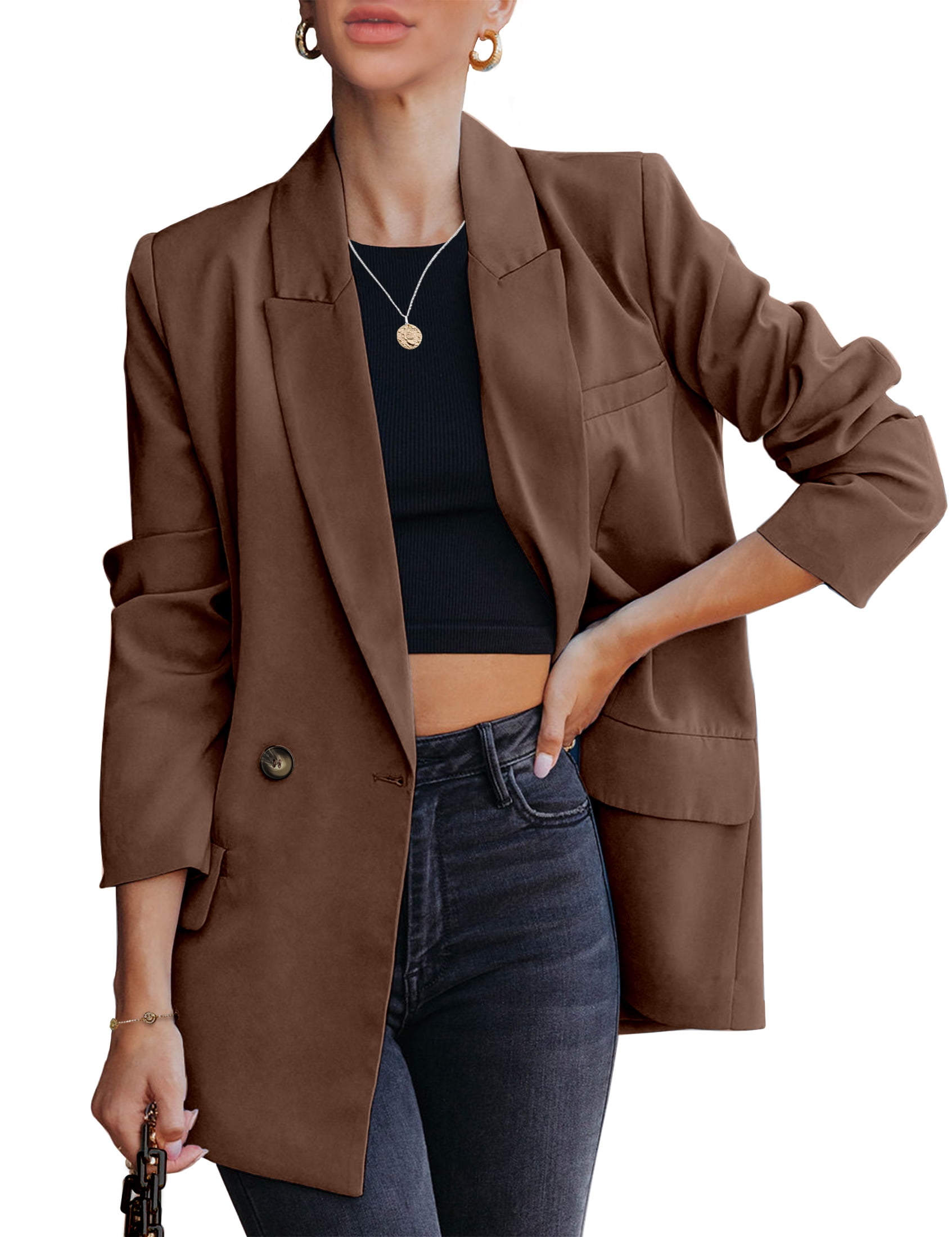 luvamia Womens Work Casual Oversized Blazers Long Sleeve Open Front ...