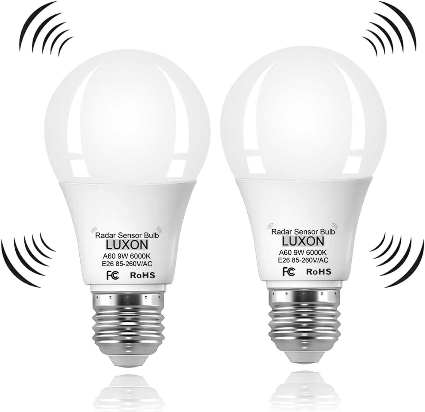 LUXON Radar Motion Sensor Light Bulbs,Dusk to Dawn LED Light Bulbs Outdoor 9W 6000K Daylight,A19 ...