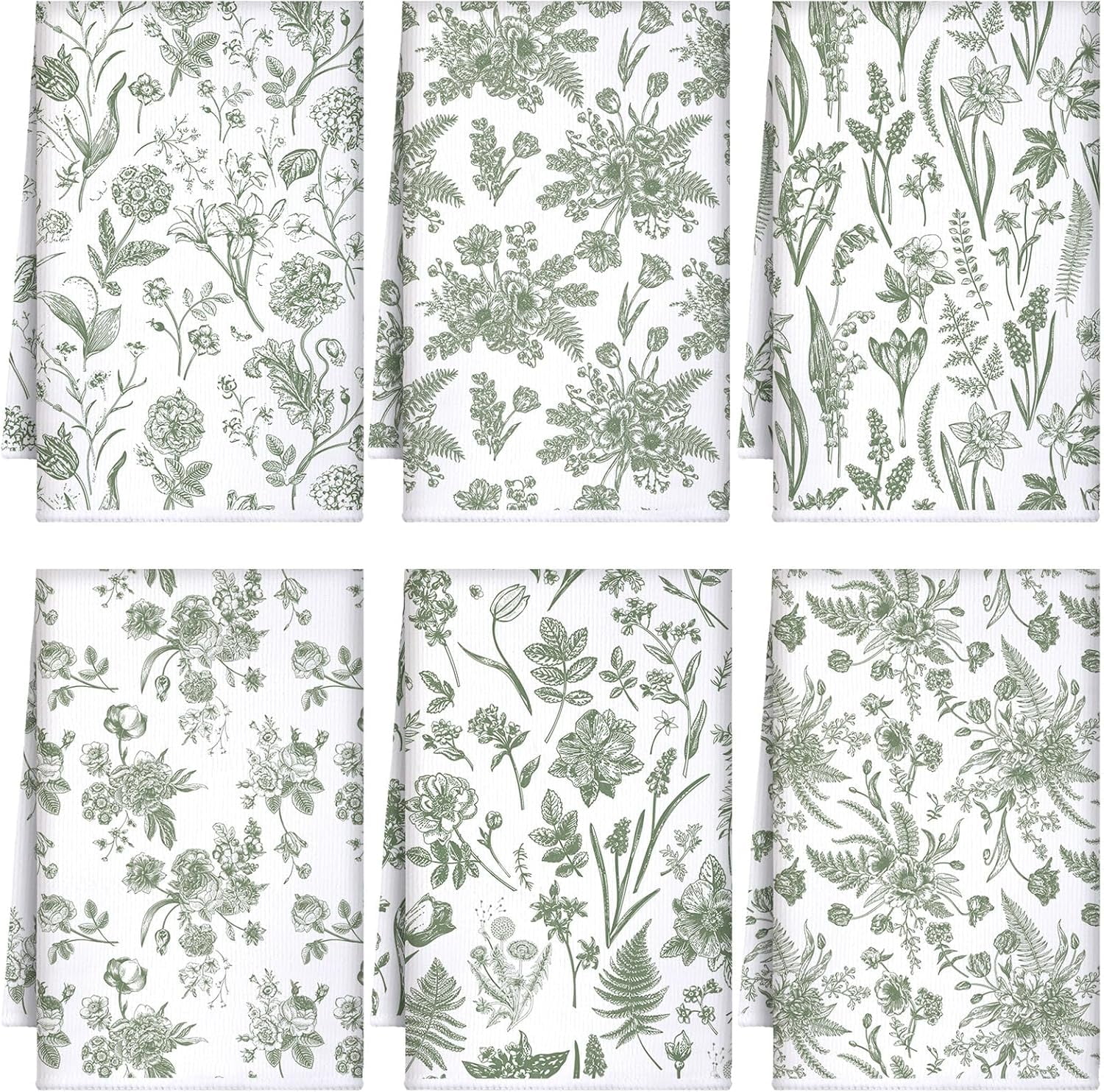 luyaa Set of 6 Daisy Kitchen Towels Spring Floral Gnome Dishtowels ...