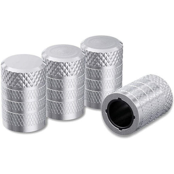 lvdiandian Tire Valve Stem Caps, Silver, 4 pcs/Pack, Anodized Aluminum ...