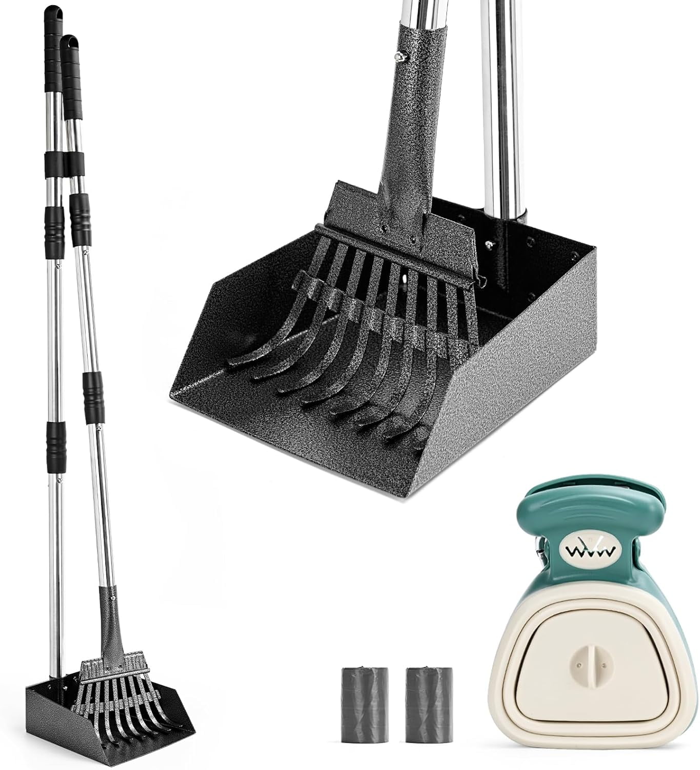 lychee Heavy Duty Stainless Metal Dog Pooper Scooper Tray and Rake Set ...