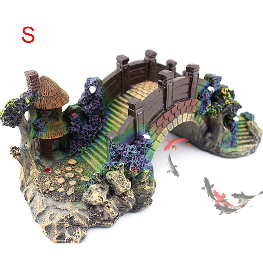 lzndeal Resin Aquarium Ornament Bridge, Rockery Fake Rock, Fish Tank ...