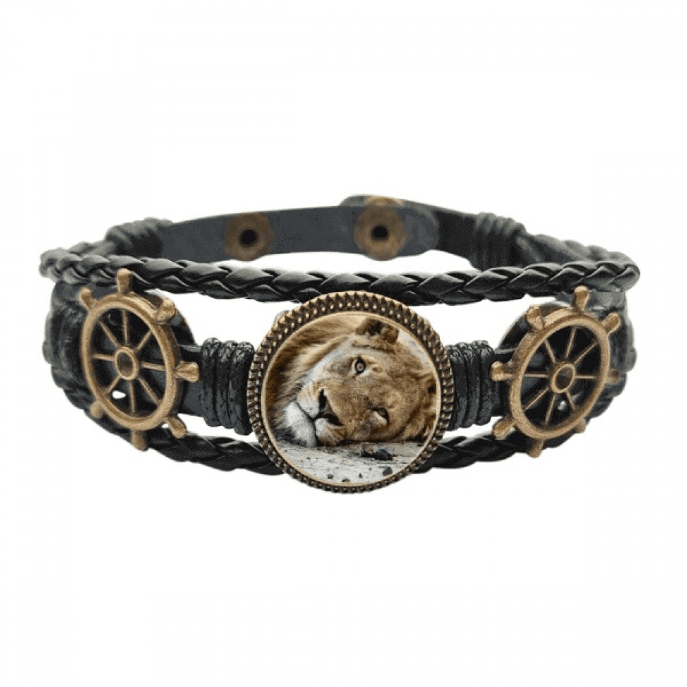 m Animal Lion Leather Braided Ocean Bracelet Wristband - Walmart.com