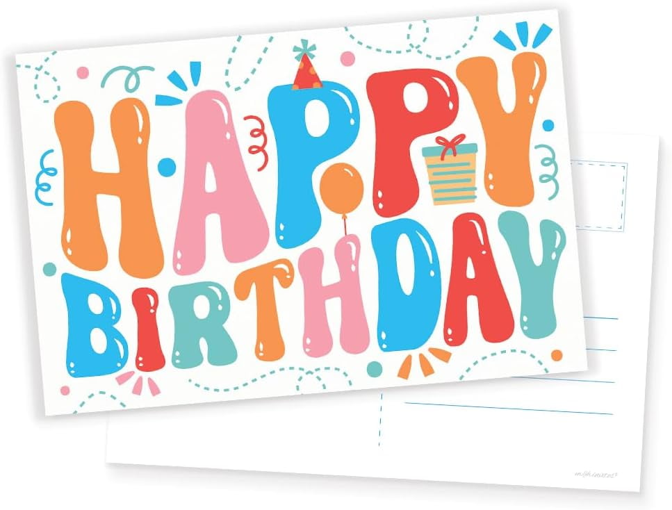 m&h invites Happy Birthday Postcards - 50 Cute and Colorful Birthday ...