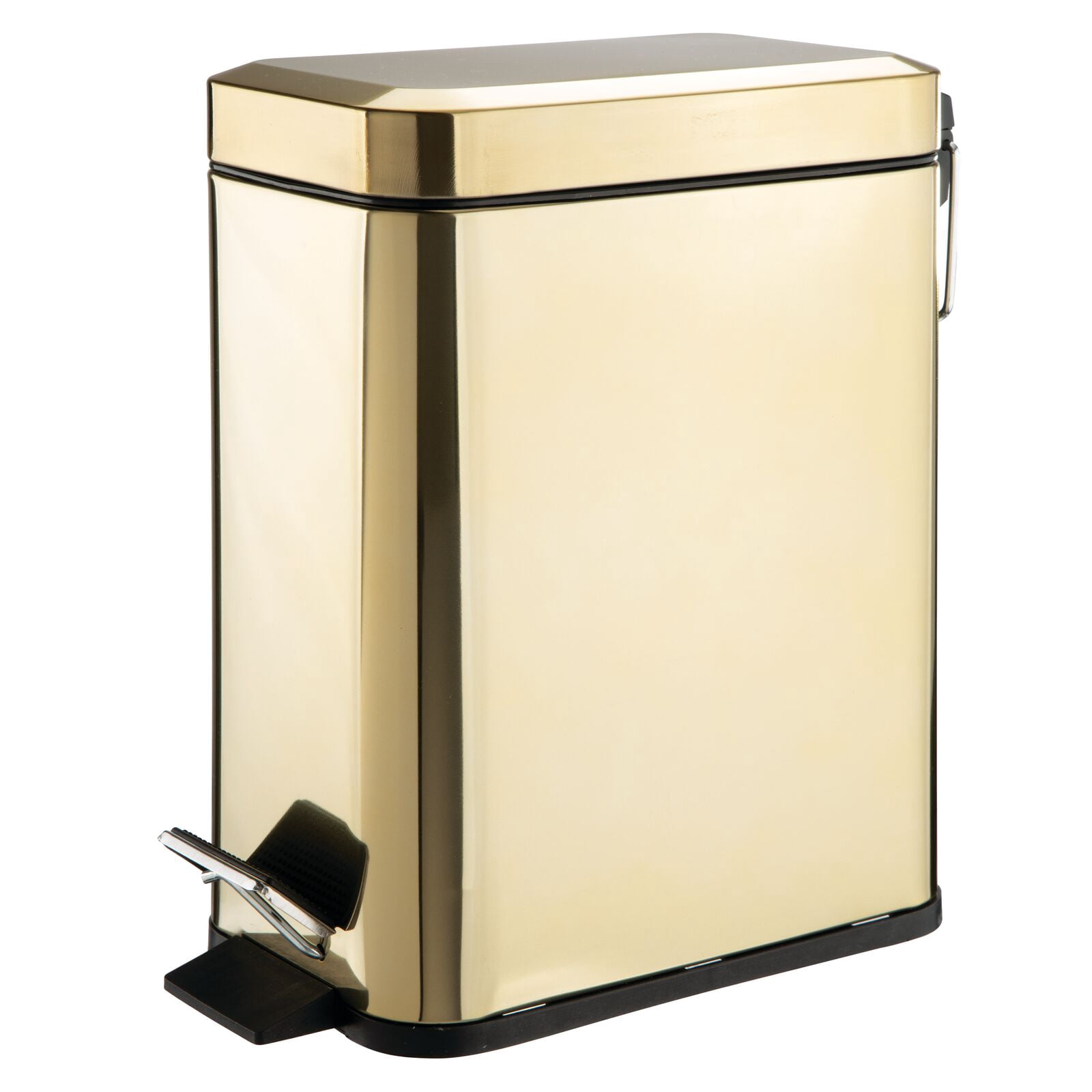 mDesign 1.3 Gallon Rectangle Metal Step Can with Liner/Handle, Soft ...