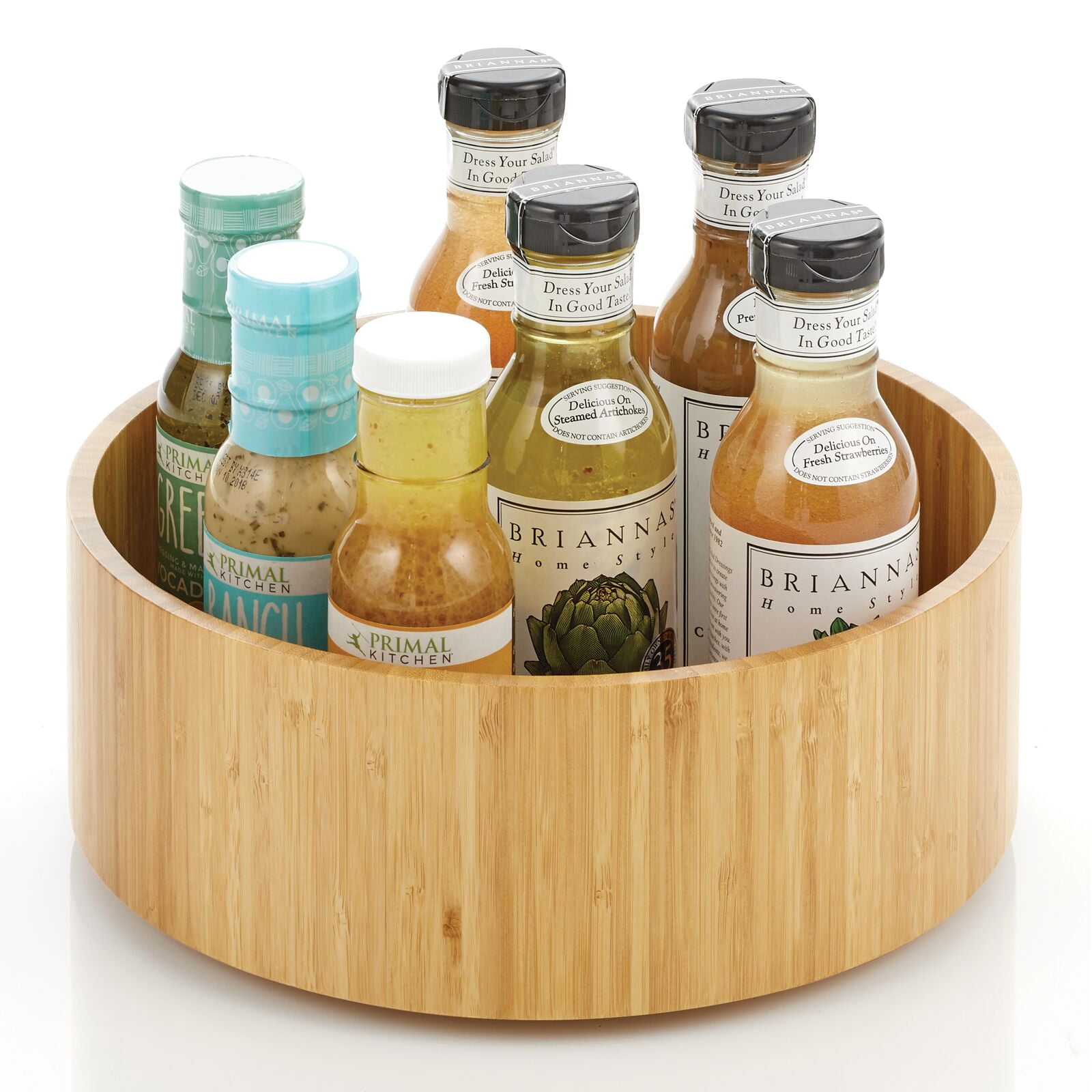 mDesign 11.5" Round Bamboo Lazy Susan Spinner for Kitchen or Pantry ...