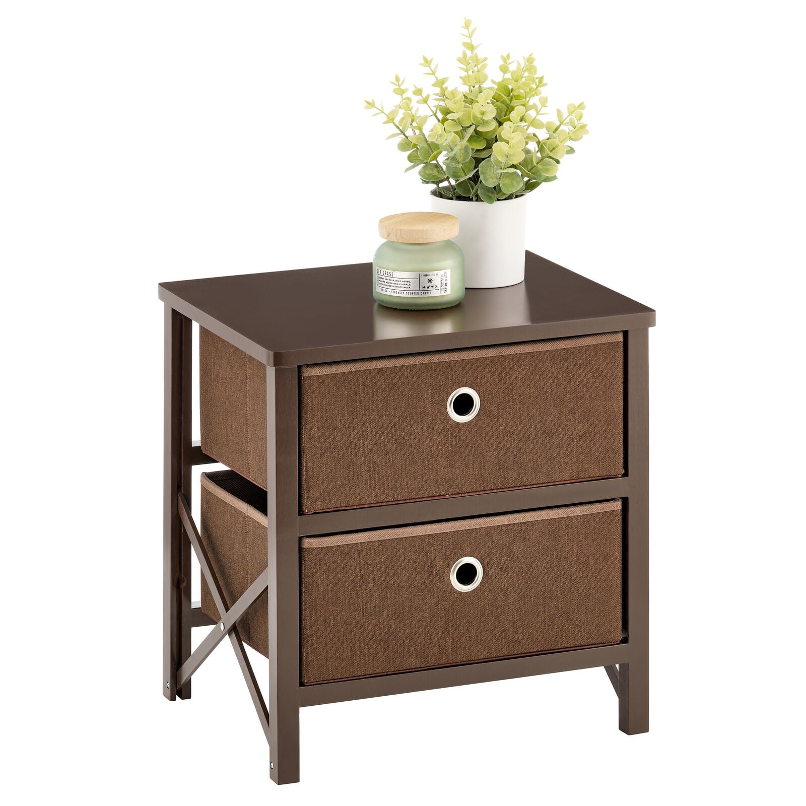 mDesign 2 Drawer Foldable Fabric and Wood Dresser Storage Unit ...