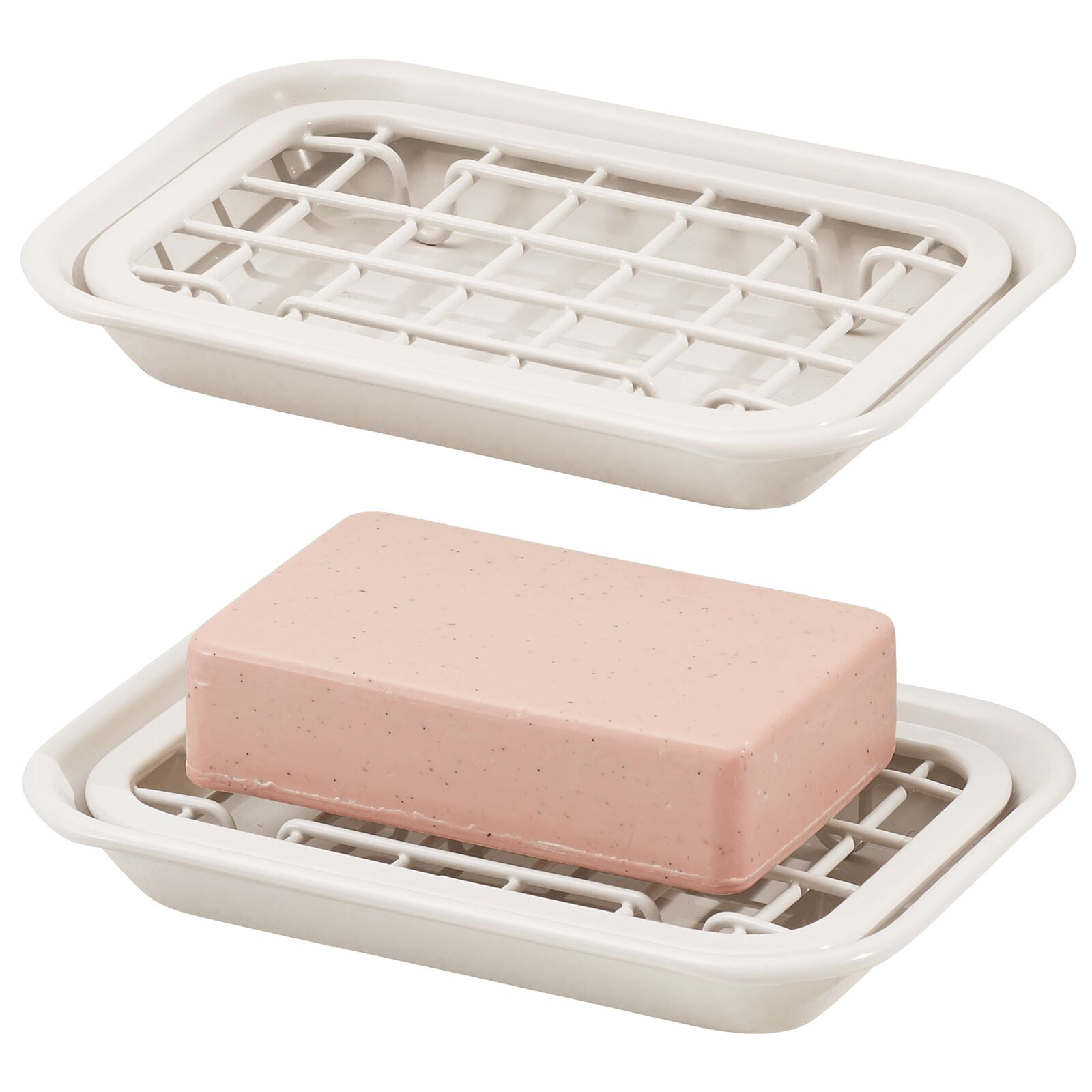 mDesign 2-Piece Bar Soap Dish - Drainage Grate for Kitchen Sink, 2 Pack ...