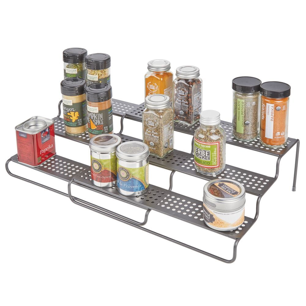 mDesign Adjustable, Expandable Metal Kitchen Spice Rack Organizer ...