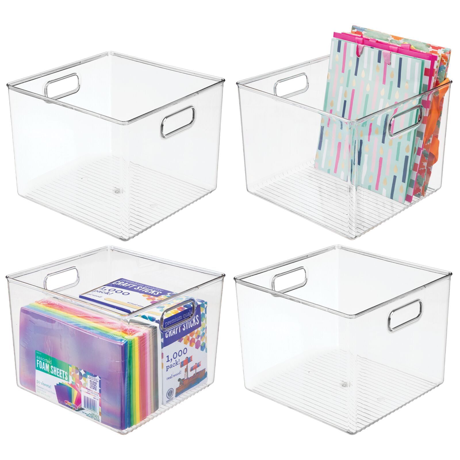 mDesign Art and Craft Plastic Storage Organizer Bin with Handles, 4 ...
