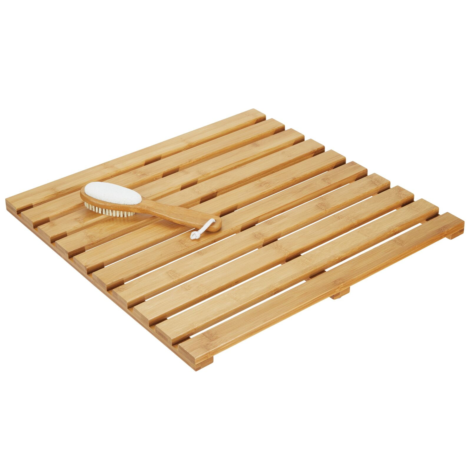 mDesign Bamboo Non-Slip Indoor/Outdoor Spa Bath and Shower Mat ...