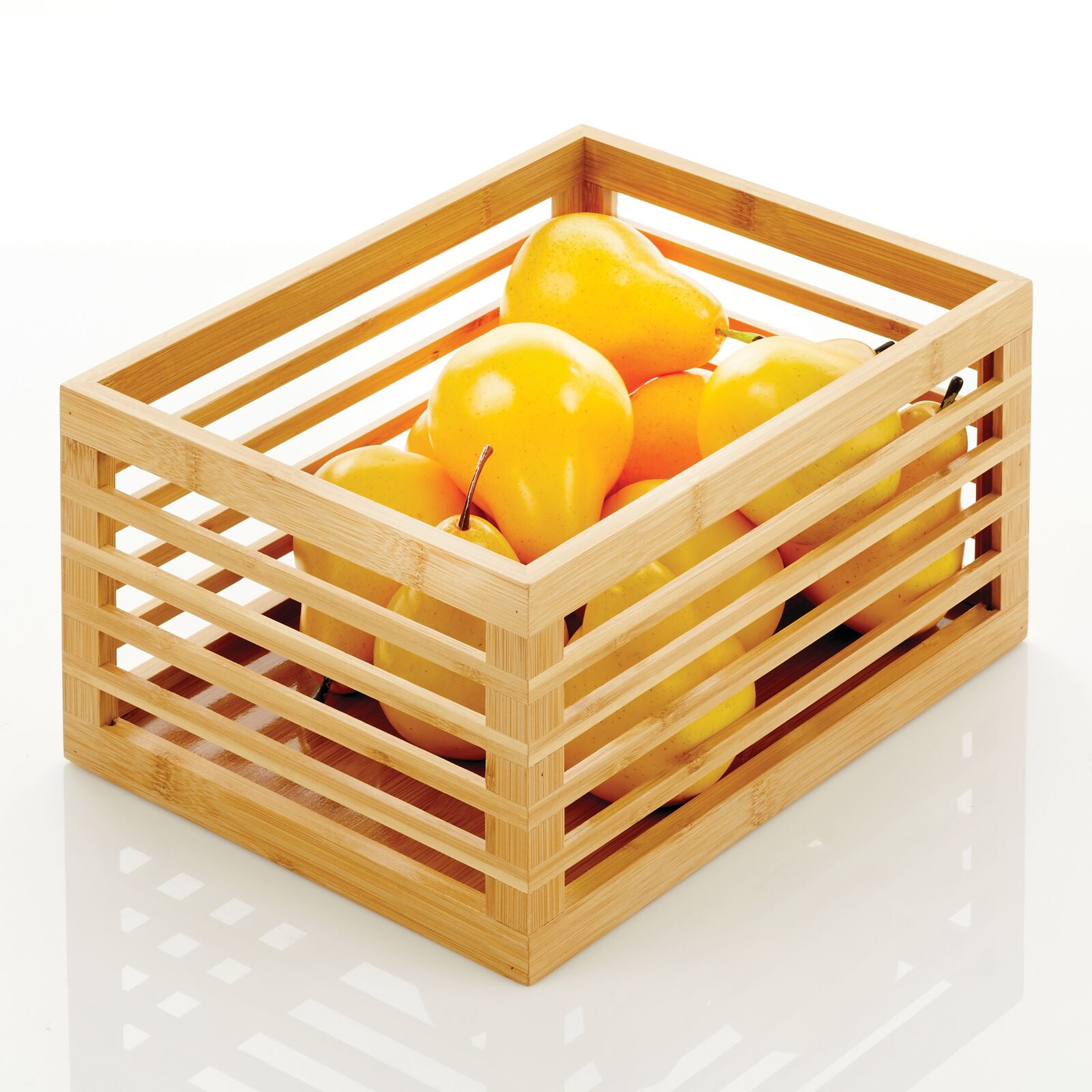 mDesign Bamboo Slotted Storage Cabinet Shelf Organizer Bin for Kitchen ...