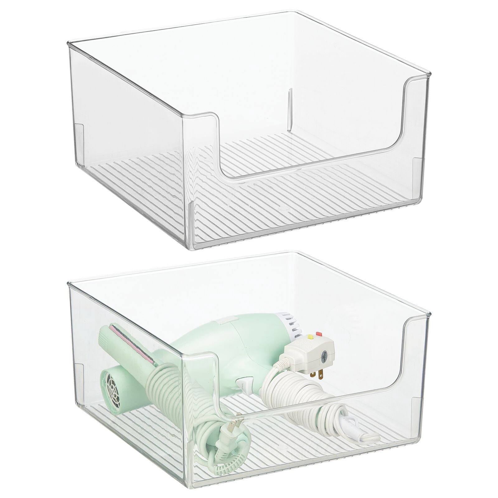 mDesign Bathroom Plastic Storage Organizer Bin with Open Front - 2 Pack ...