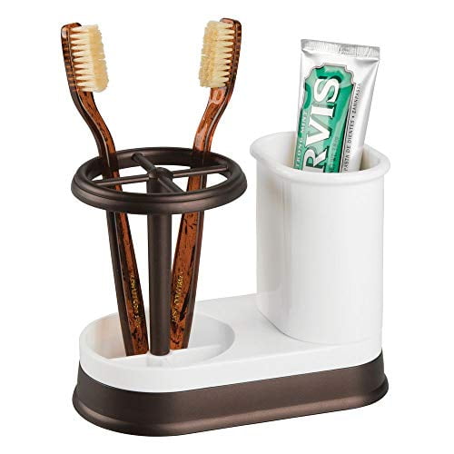 mDesign Bathroom Toothbrush/Toothpaste Dental Storage Organizer - White ...