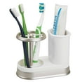 mDesign Plastic Toothbrush Holder Cup with Toothpaste Storage, Bathroom ...