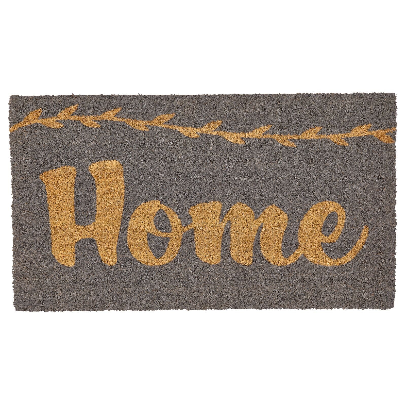 mDesign Coir and Rubber Rectangular Doormat, "Home" Design - Gray ...