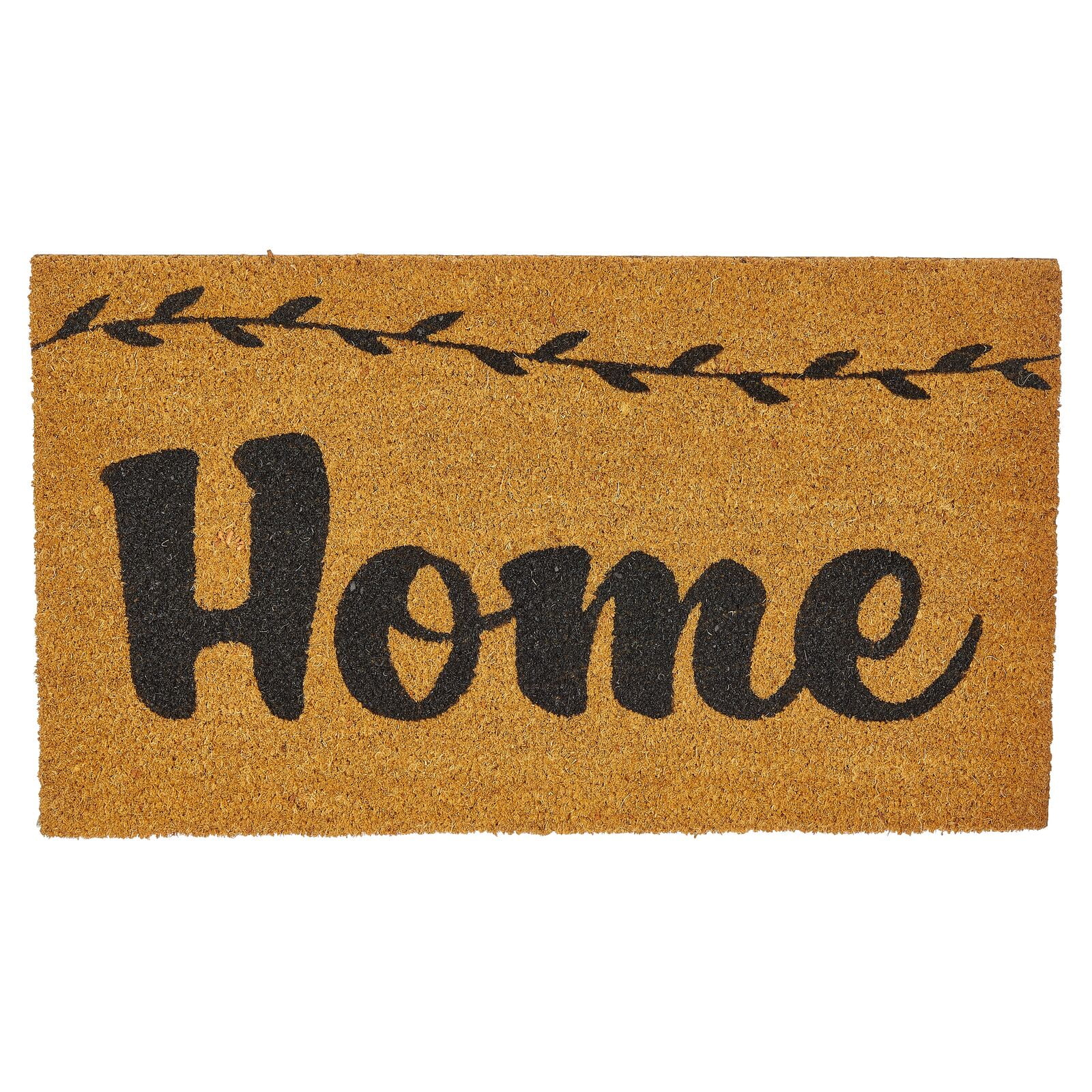 mDesign Coir and Rubber Rectangular Doormat, "Home" Design - Natural ...