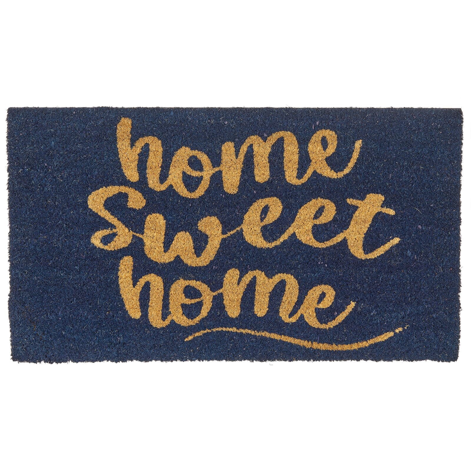 mDesign Coir and Rubber Rectangular Doormat, Home Sweet Home, Navy Blue ...