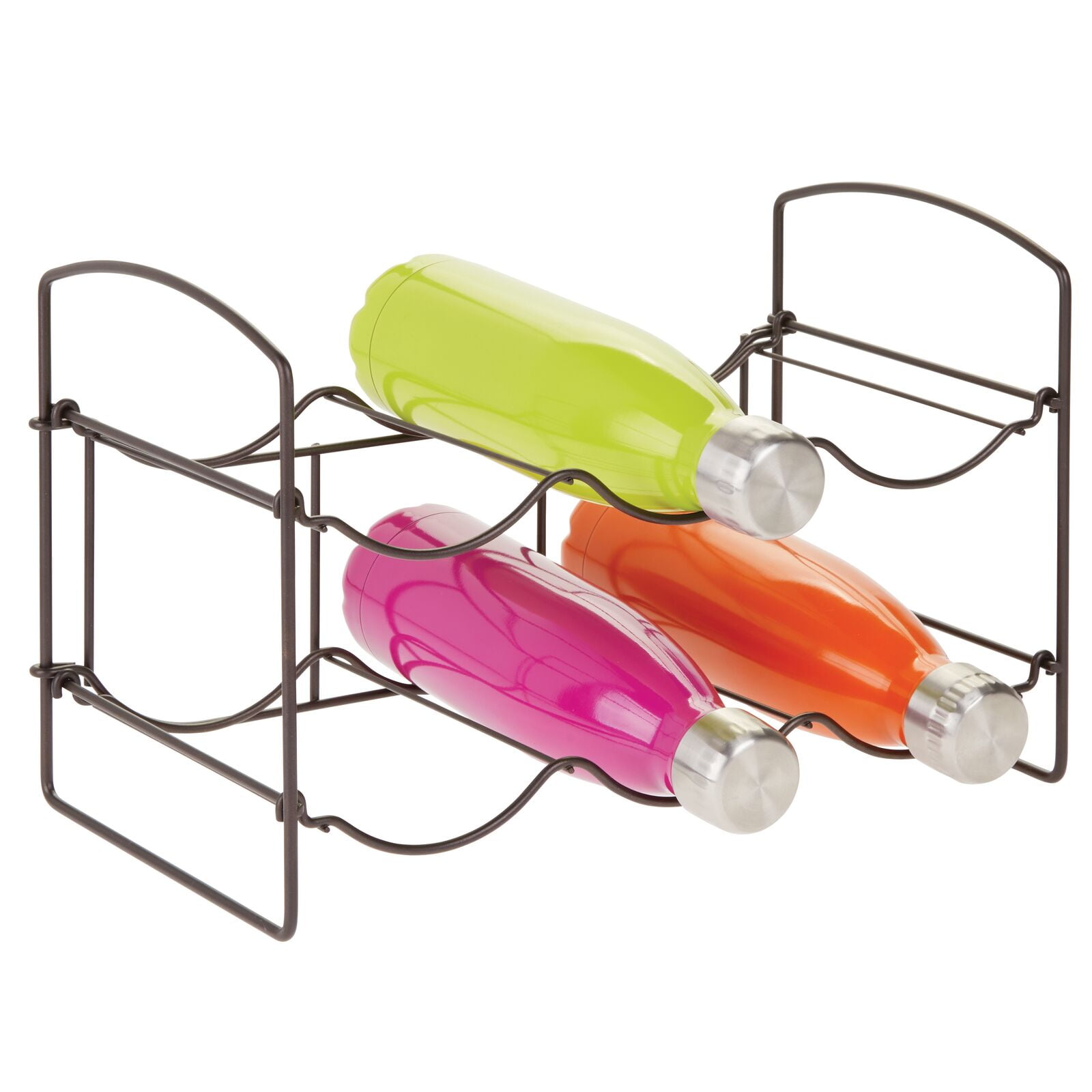 mDesign Collapsible Metal Water Bottle, Wine Rack Holder, 6 Bottles ...