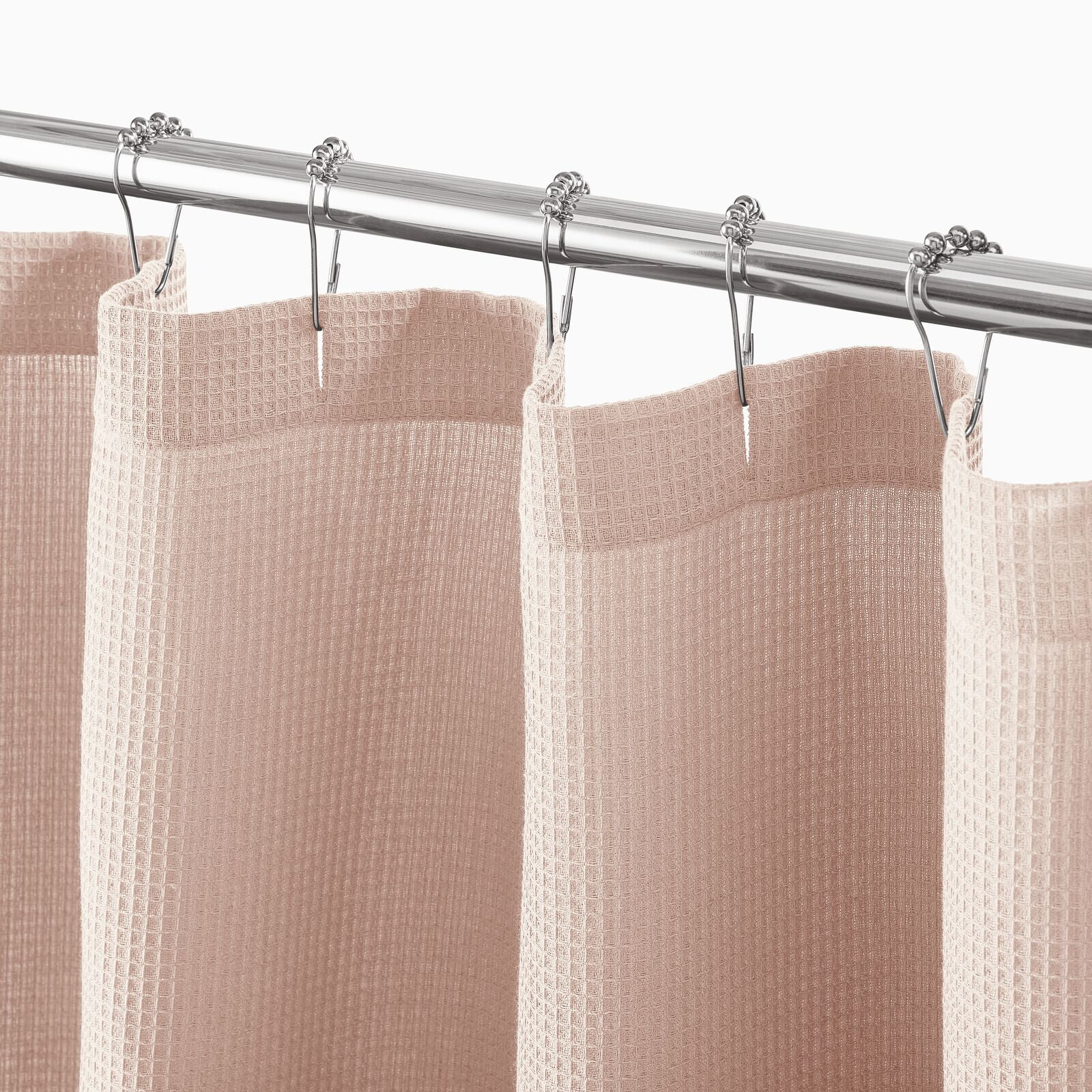 mDesign Cotton Waffle Weave Textured Fabric Shower Curtain, Spa Quality ...